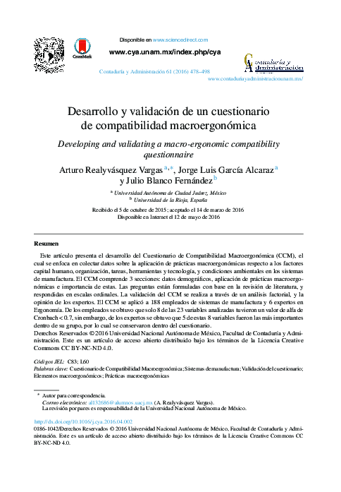(PDF) Desarrollo y validación de un cuestionario de compatibilidad macroergonómica