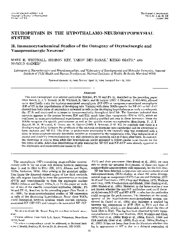 (PDF) Neurophysin in the hypothalamo-neurohypophysial system. I ...
