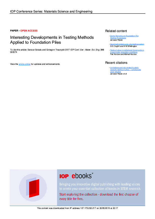 (PDF) Interesting Developments in Testing Methods Applied to Foundation ...