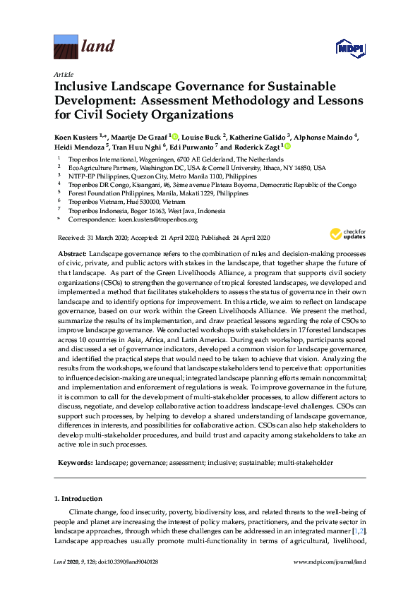 (PDF) Inclusive Landscape Governance for Sustainable Development ...
