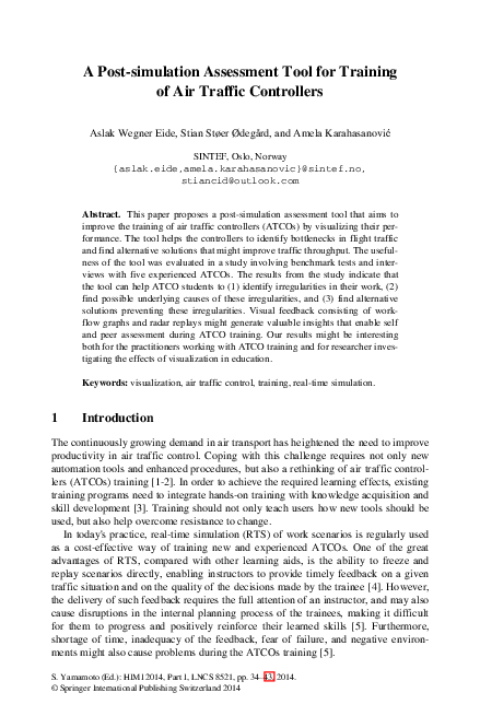 (PDF) A Post-simulation Assessment Tool for Training of Air Traffic ...