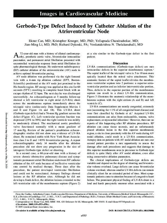 (PDF) Gerbode-Type Defect Induced by Catheter Ablation of the ...