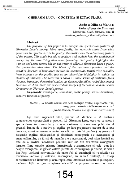 (PDF) Gherasim Luca – O Poetică Spectaculară
