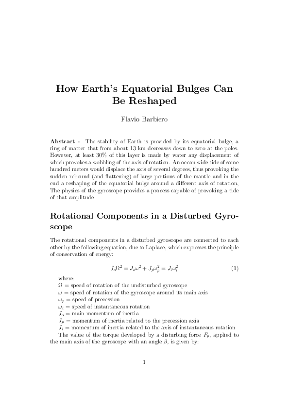 (PDF) How Earth's Equatorial Bulges Can Be Reshaped