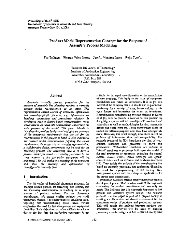 (PDF) Product model representation concept for the purpose of assembly ...