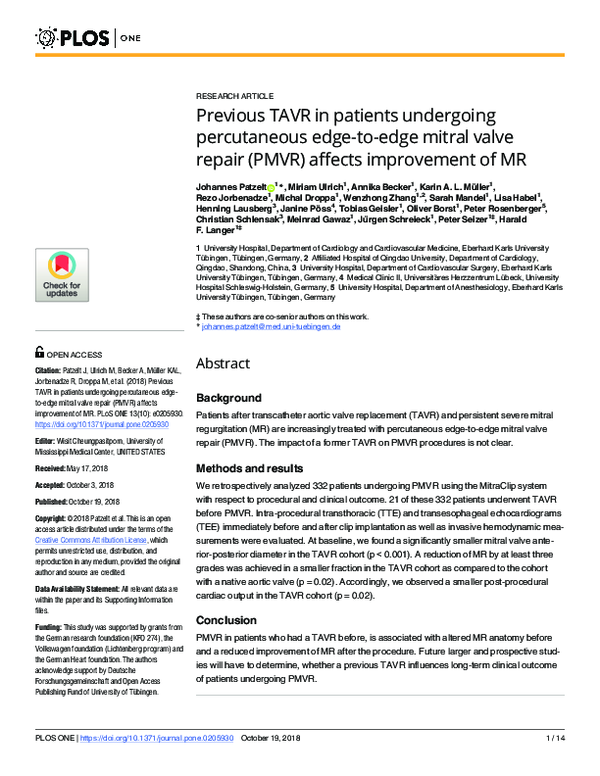 (PDF) Previous TAVR in patients undergoing percutaneous edge-to-edge ...
