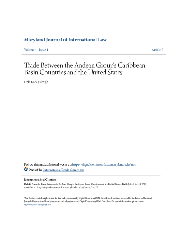 (PDF) Trade Between the Andean Group's Caribbean Basin Countries and ...