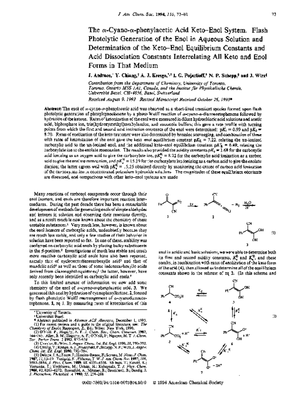 (PDF) The .alpha.-cyano-.alpha.-phenylacetic acid keto-enol system ...