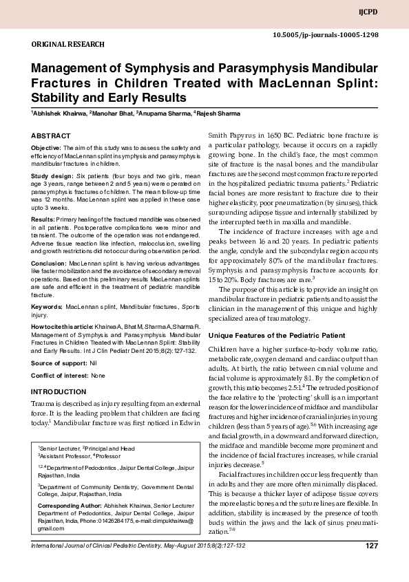 (PDF) Management of Symphysis and Parasymphysis Mandibular Fractures in ...
