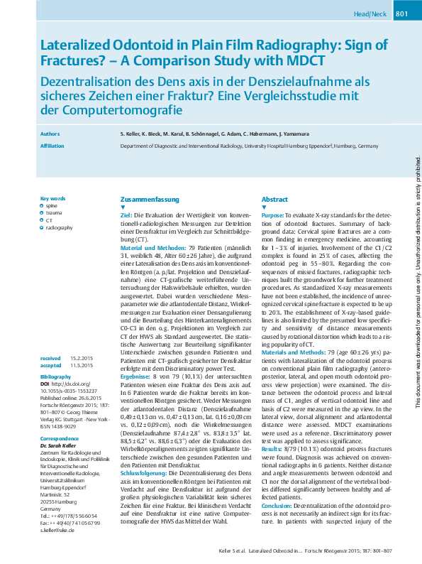 (PDF) Lateralized Odontoid in Plain Film Radiography: Sign of Fractures ...