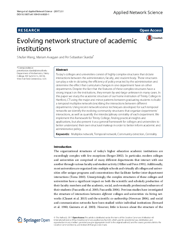 (PDF) Evolving network structure of academic institutions