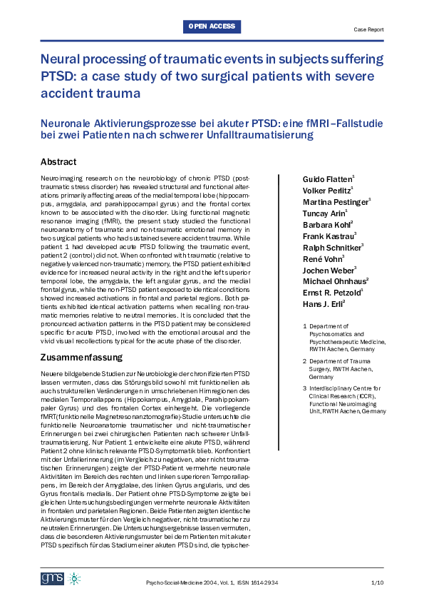 (PDF) Neural processing of traumatic events in subjects suffering PTSD ...
