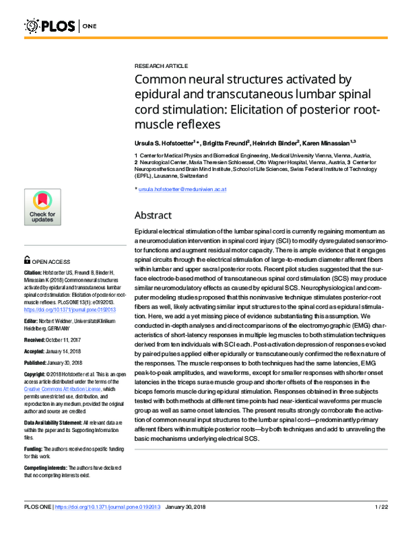 (PDF) Common neural structures activated by epidural and transcutaneous ...