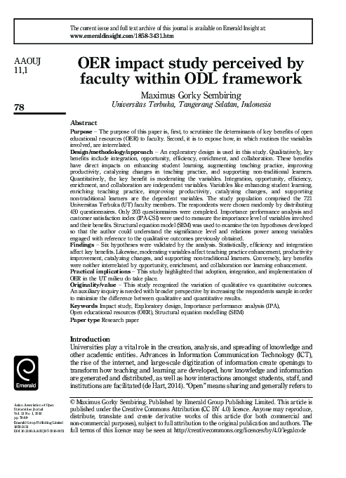 (PDF) OER impact study perceived by faculty within ODL framework