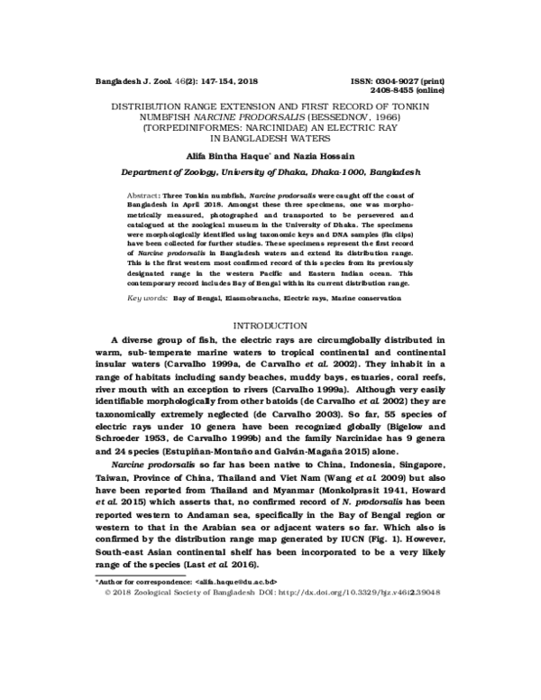 (PDF) Distribution range extension and first record of tonkin numbfish ...