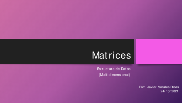 (PDF) Estructura Datos, Arreglos Multidimensionales "Matrices"