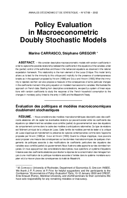 (PDF) Policy Evaluation in Macroeconometric Doubly Stochastic Models