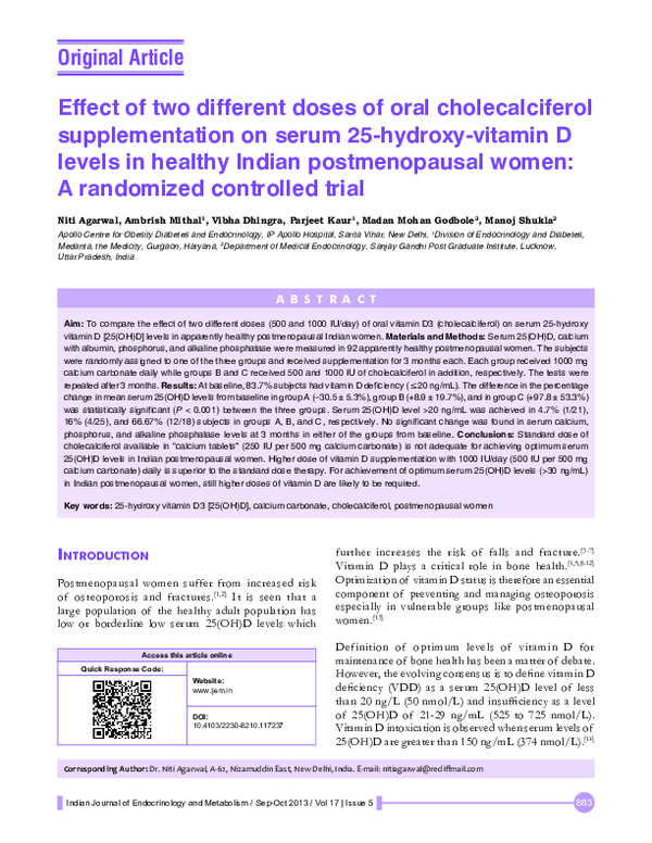 (PDF) Effect of two different doses of oral cholecalciferol ...