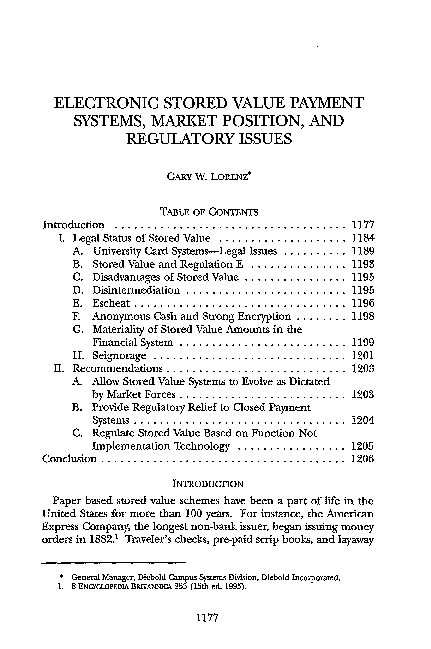 (PDF) Electronic Stored Value Payment Systems, Market Position, and ...
