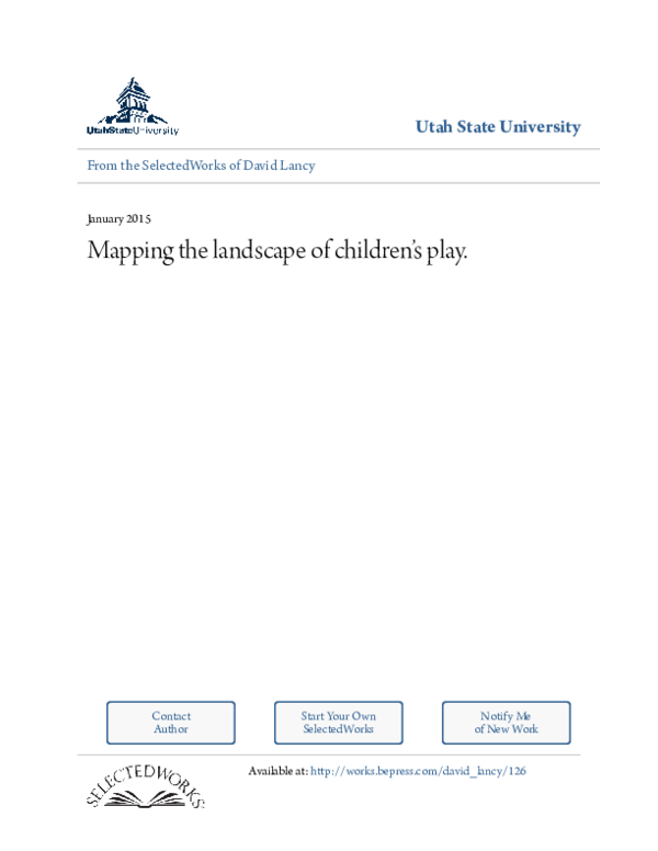 (PDF) Mapping the Landscape of Children's Play