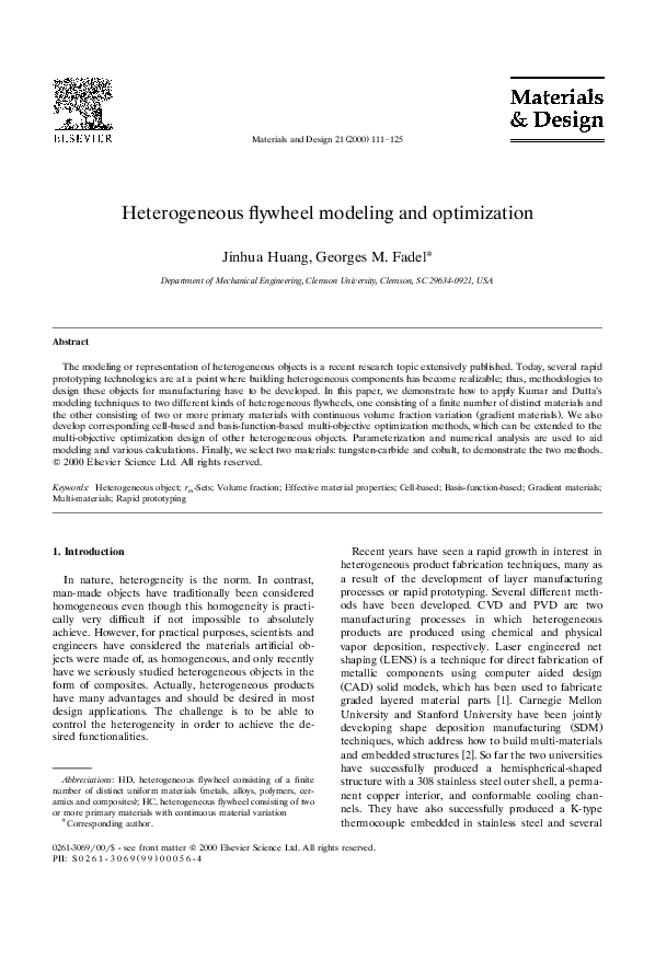 (PDF) Heterogeneous flywheel modeling and optimization