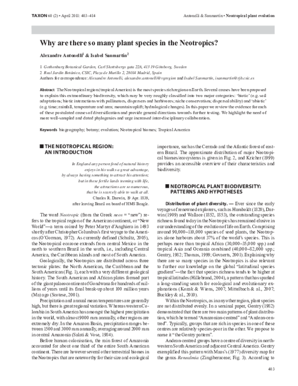 (PDF) Why are there so many plant species in the Neotropics?