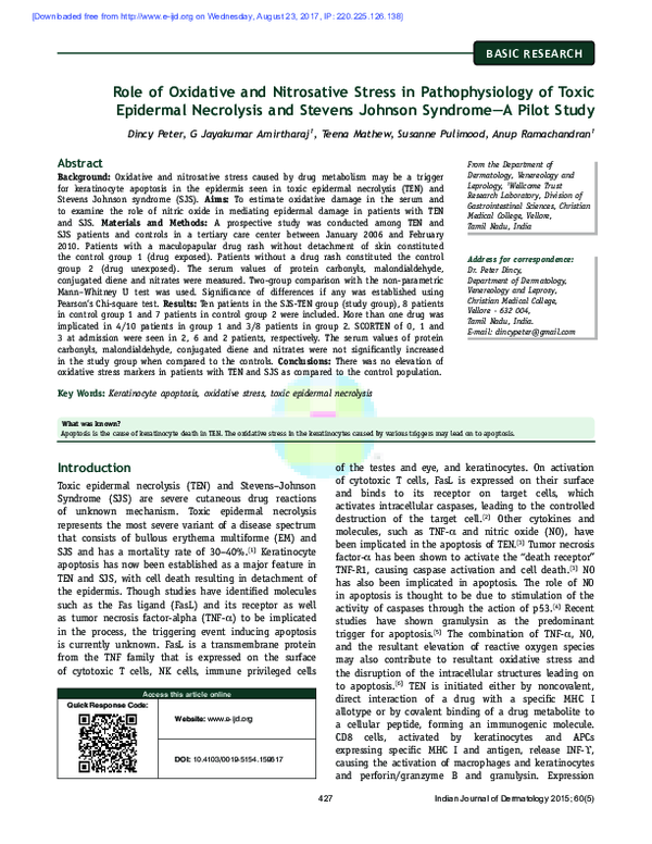 (PDF) Role of Oxidative and Nitrosative Stress in Pathophysiology of ...