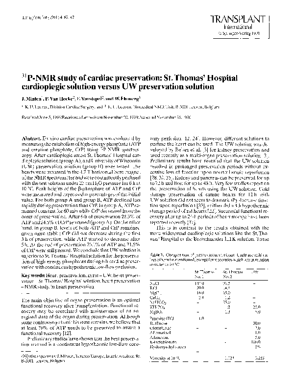 (PDF) 31 P-NMR study of cardiac preservation: St. Thomas' Hospital ...
