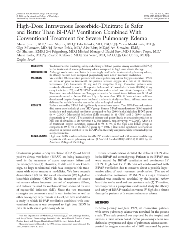 (PDF) High-dose intravenous isosorbide-dinitrate is safer and better ...