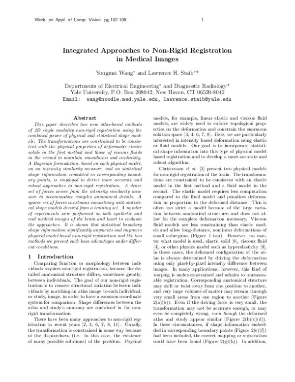 (PDF) Integrated approaches to non-rigid registration in medical images