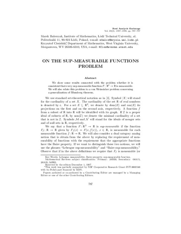 (PDF) On the Sup-Measurable Functions Problem