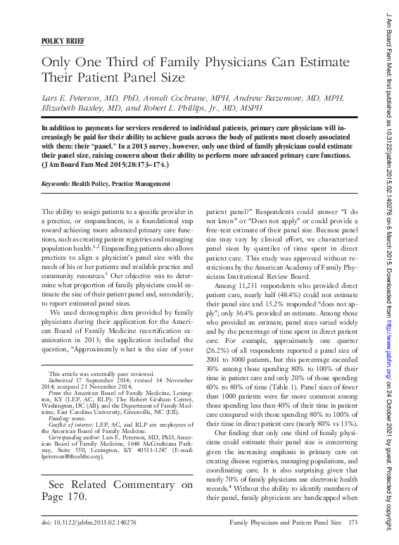 (PDF) Only one third of family physicians can estimate their patient ...