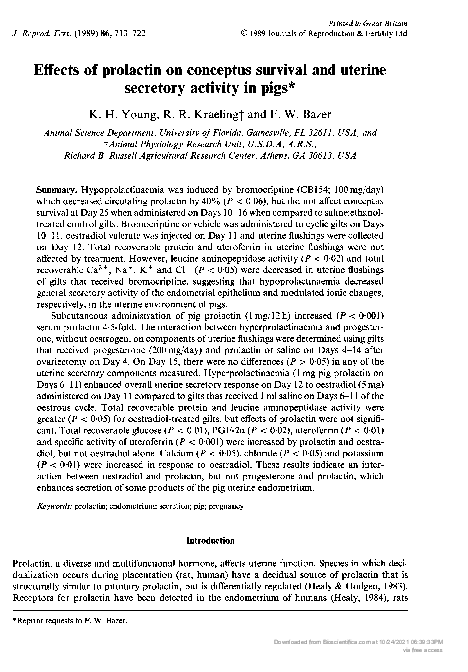 (PDF) Effects of prolactin on conceptus survival and uterine secretory ...