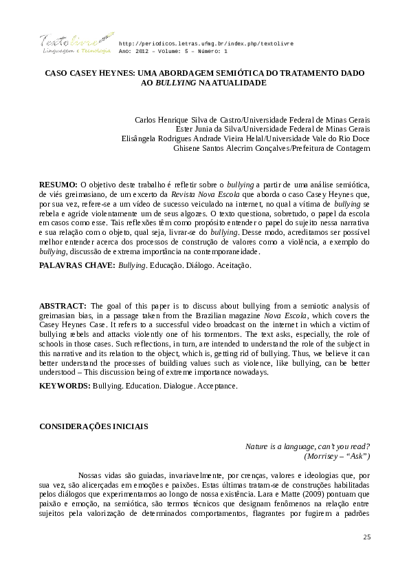 (PDF) Caso Casey Heynes: Uma Abordagem Semiótica Do Tratamento Dado Ao ...