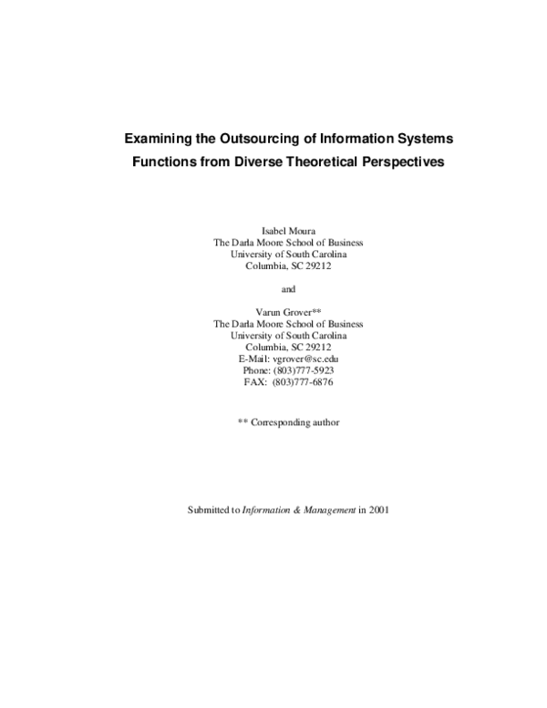 (PDF) Examining the outsourcing of information systems functions from ...