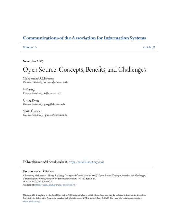 (PDF) Open Source: Concepts, Benefits, and Challenges
