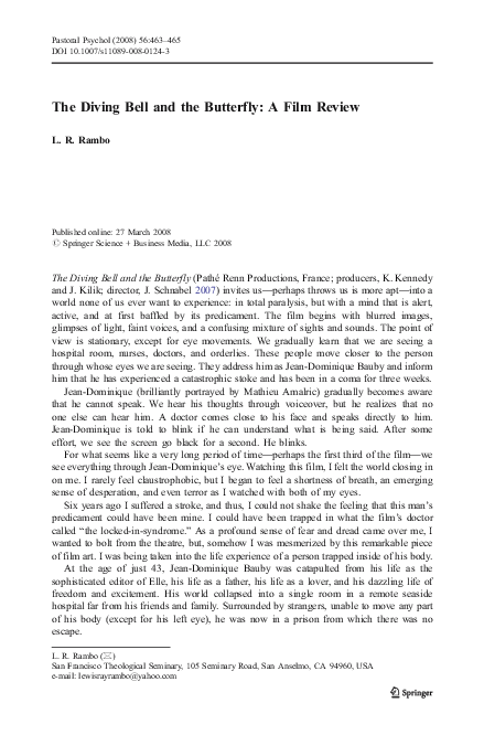 (PDF) The Diving Bell and the Butterfly: A Film Review