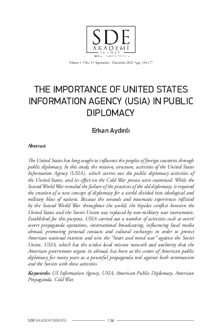 (PDF) UNITED STATES INFORMATION AGENCY'NİN (USIA) AMERİKAN KAMU ...