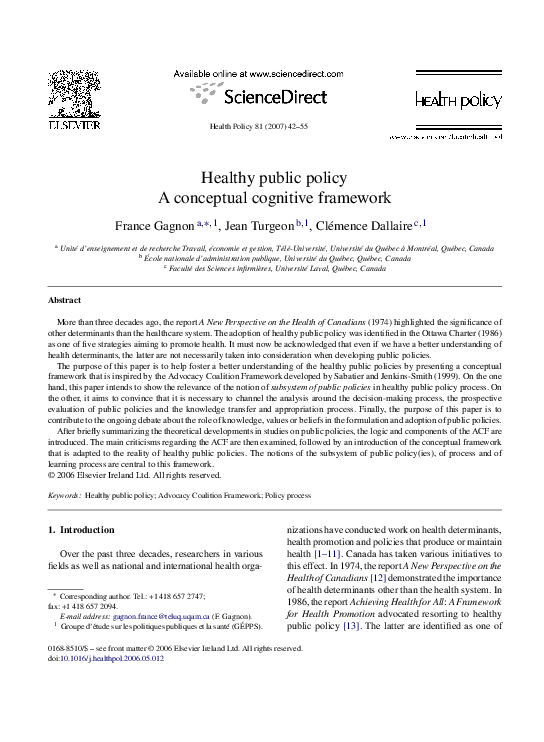 (PDF) Healthy public policy