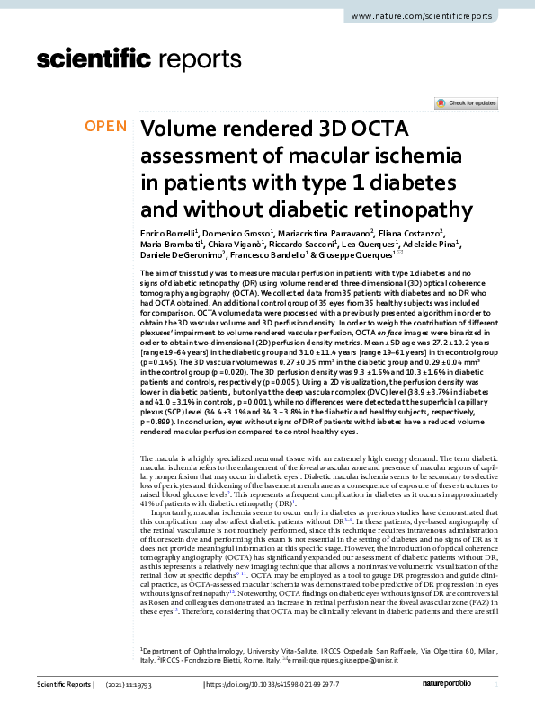 (PDF) Volume rendered 3D OCTA assessment of macular ischemia in ...