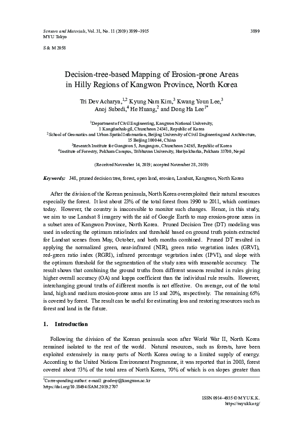(PDF) Decision-tree-based Mapping of Erosion-prone Areas in Hilly ...