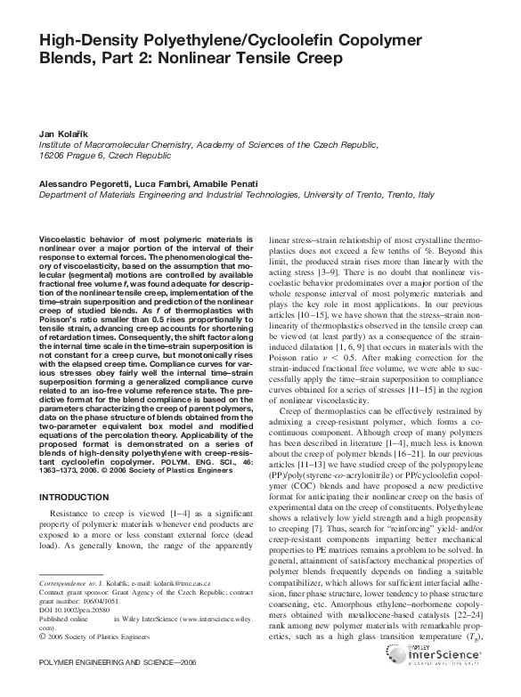 (PDF) High-density polyethylene/cycloolefin copolymer blends, part 2 ...