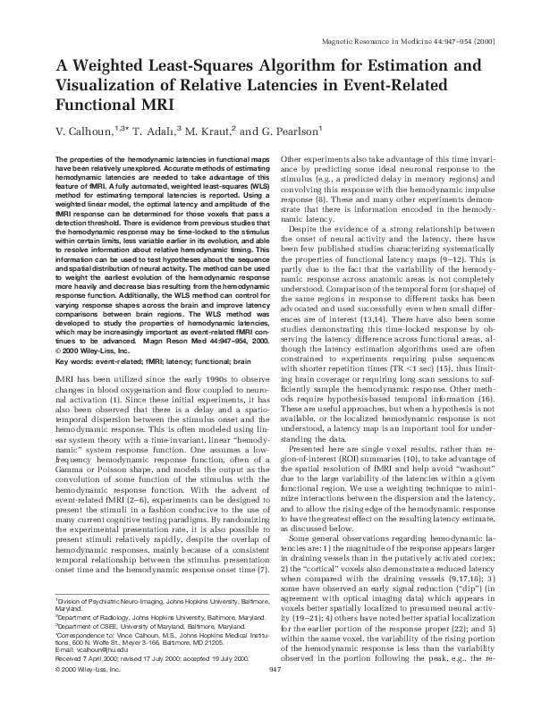 (PDF) A weighted least‐squares algorithm for estimation and visualization of relative latencies ...