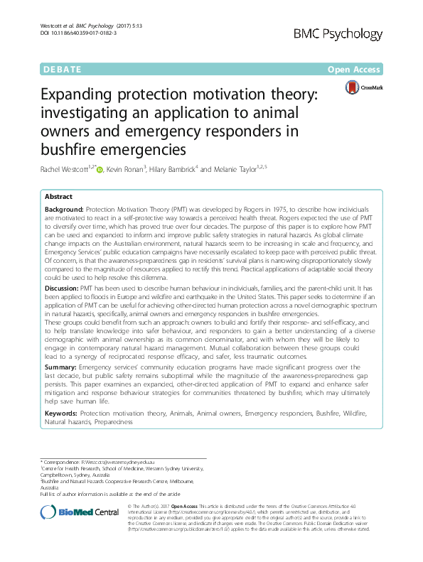(PDF) Expanding protection motivation theory: investigating an ...