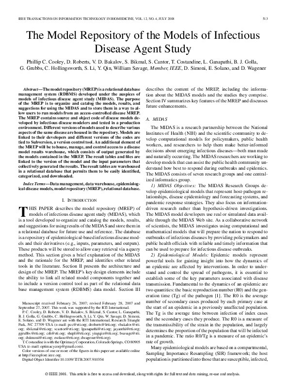 (PDF) The Model Repository of the Models of Infectious Disease Agent Study