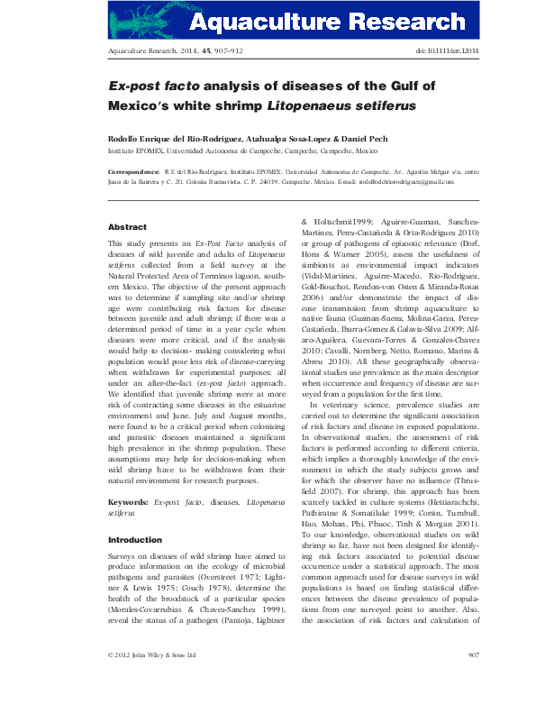 (PDF) Ex-post facto analysis of diseases of the Gulf of Mexico′s white ...