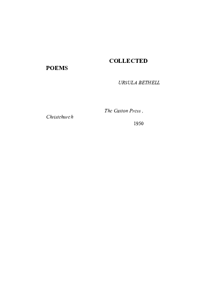 COLLECTED POEMS Ursula Bethell