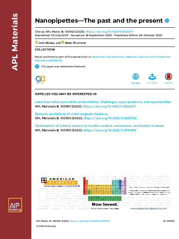 (PDF) Nanopipettes—The past and the present | Nader Pourmand - Academia.edu