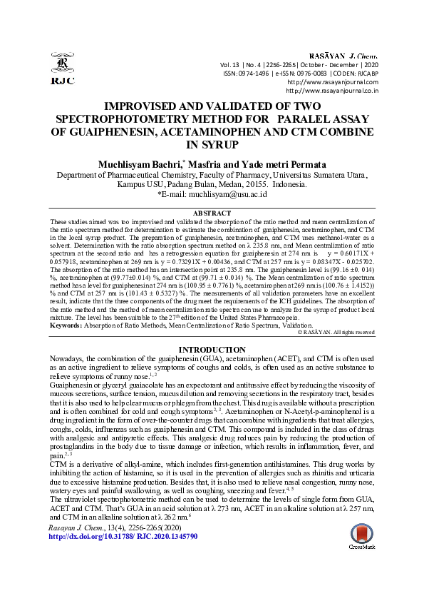 (PDF) Improvised and Validated of Two Spectrophotometry Method for ...