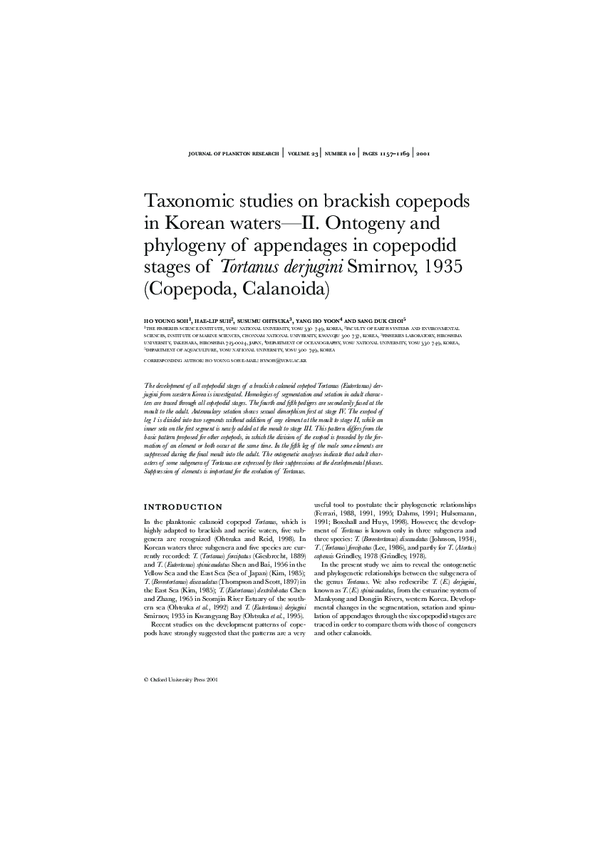 (PDF) Taxonomic studies on brackish copepods in Korean waters--II ...
